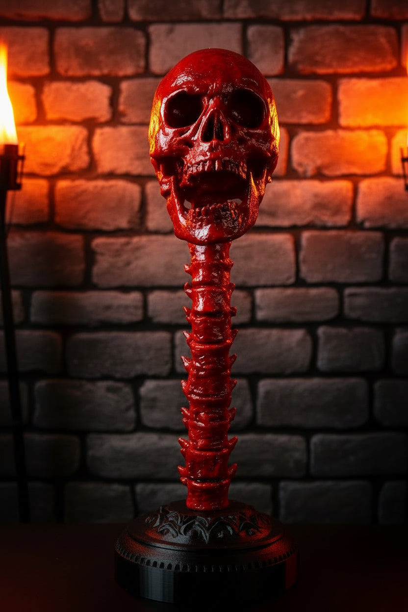 Skull on a Spine Relic Totem | PETG Horror Decor | Killer Vibez